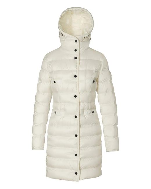 Moncler Button Padded Coat in White | Lyst UK