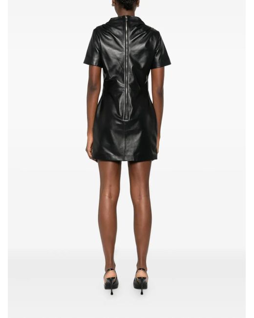 GIUSEPPE DI MORABITO Draped Leather Mini Dress in Black | Lyst UK