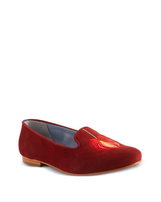 Blue Bird Shoes Embroidered Suede Loafers | Lyst