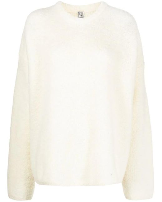 TOTEME Oversized Organic Wool-Blend Jumper in White | Lyst UK