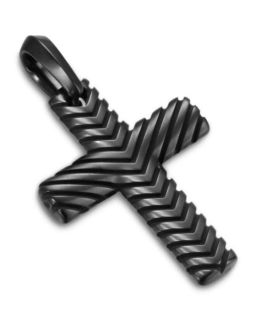 David Yurman Chevron Cross Pendant Necklace in Black for Men | Lyst