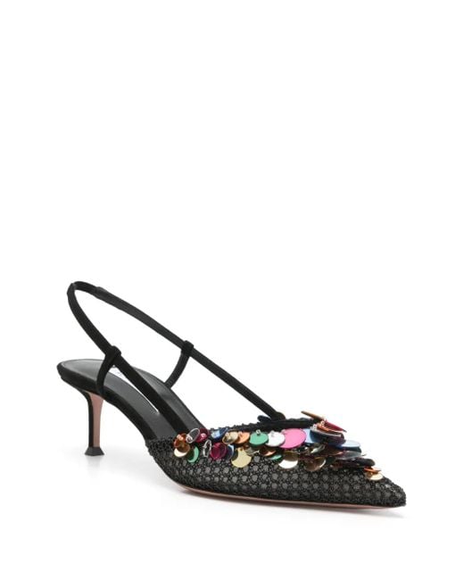 Aquazzura 50Mm Can Can Slingback Pumps in Black | Lyst