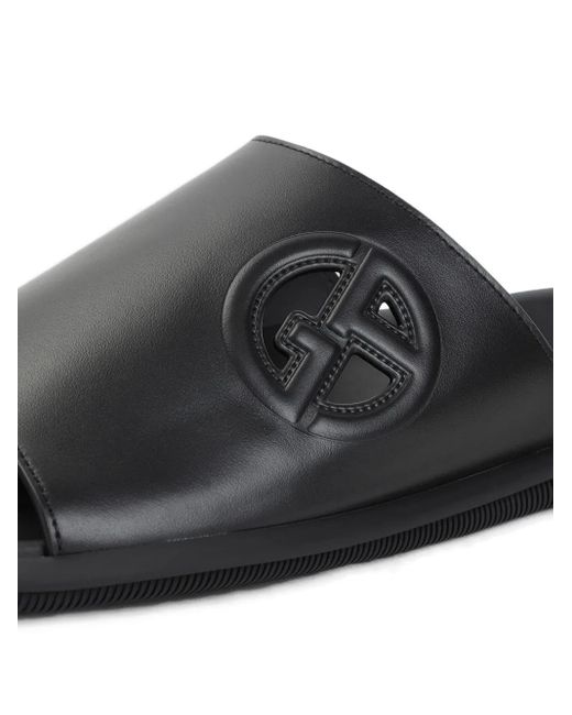 Giorgio Armani Logo-Embossed Slides in Black for Men | Lyst