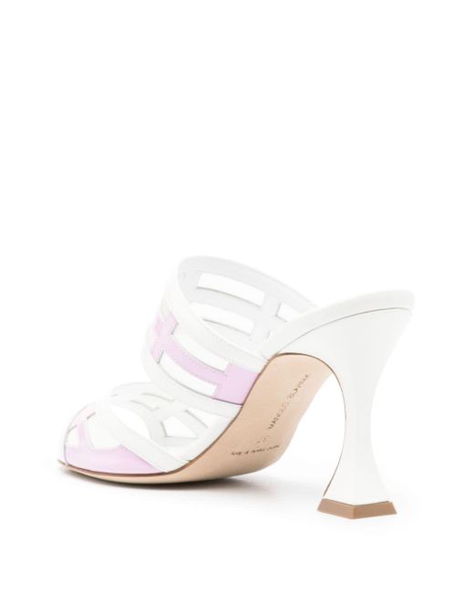 Manolo Blahnik Avespamu 90Mm Peep-Toe Mules in White | Lyst