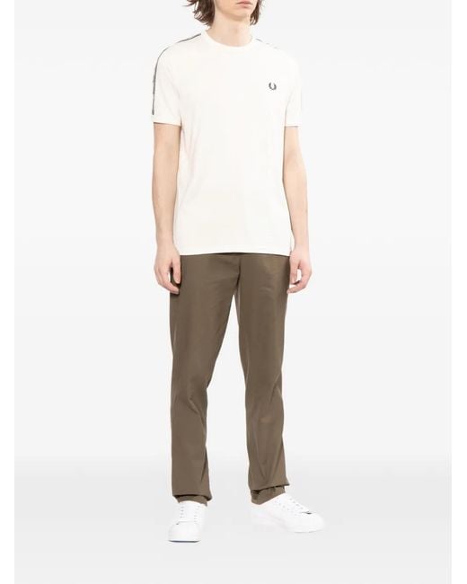 Fred Perry Taped-Sleeve T-Shirt in Natural for Men | Lyst