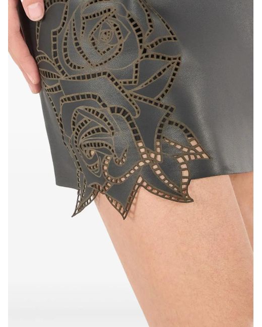 Roberto Cavalli Laser-Cut Roses Mini Skirt in Gray | Lyst