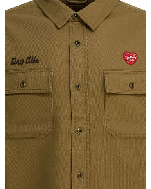 Human Made Work Embroidered Shirt Jacket in Green for Men | Lyst UK