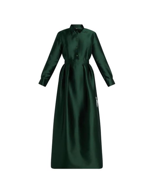 Greta Constantine Pleated Shirt Dress in Green | Lyst UK
