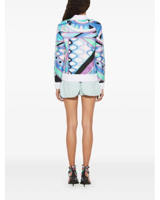 PUCCI Vivara-Print Silk-Twill Bomber Jacket in Blue | Lyst UK