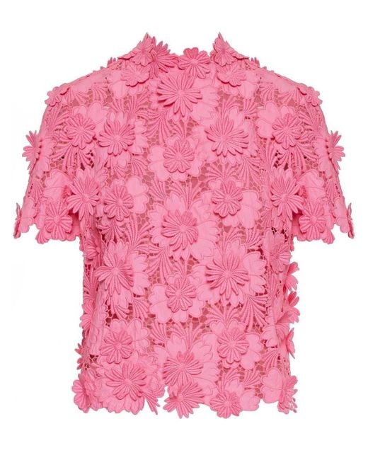 Oscar De La Renta Floral Lace Mini Dress In Pink Lyst