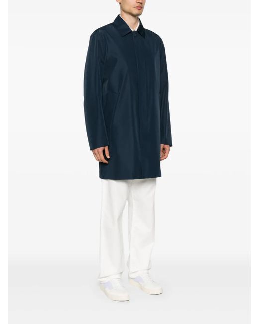 Manuel Ritz Rubberised-Logo Trench Coat in Blue for Men | Lyst