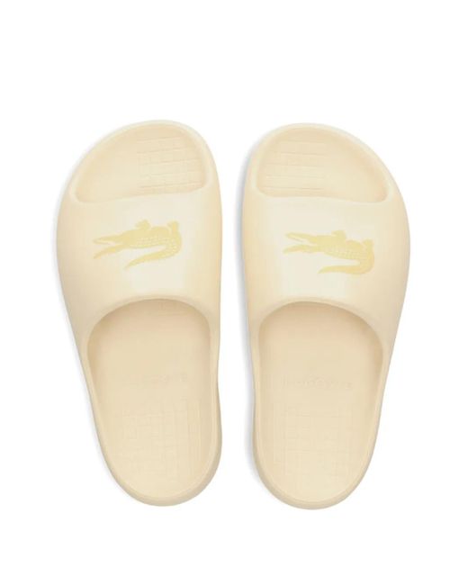 Lacoste Crocodile-Logo Platform Slides in Natural | Lyst UK
