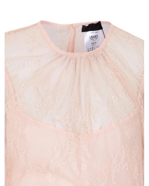 Liu Jo Lace-Overlay Crystal-Embellished Dress in Pink | Lyst UK