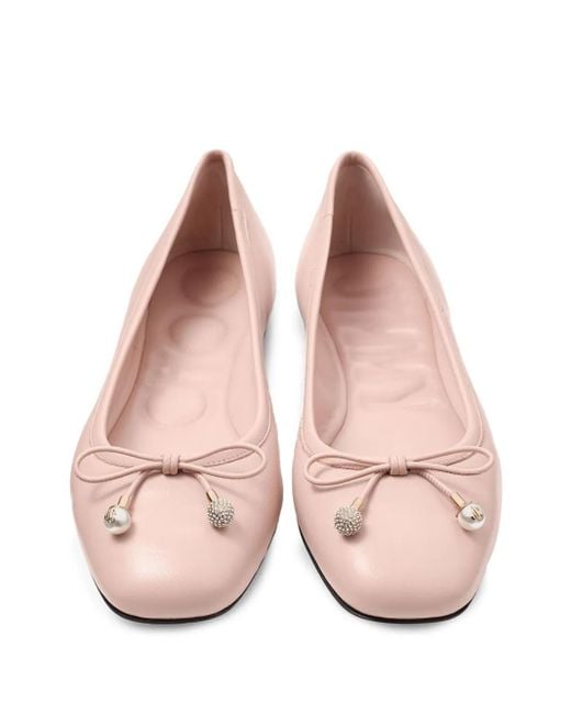 Jimmy Choo Elme Flat Leather Ballet Flats in Pink | Lyst UK