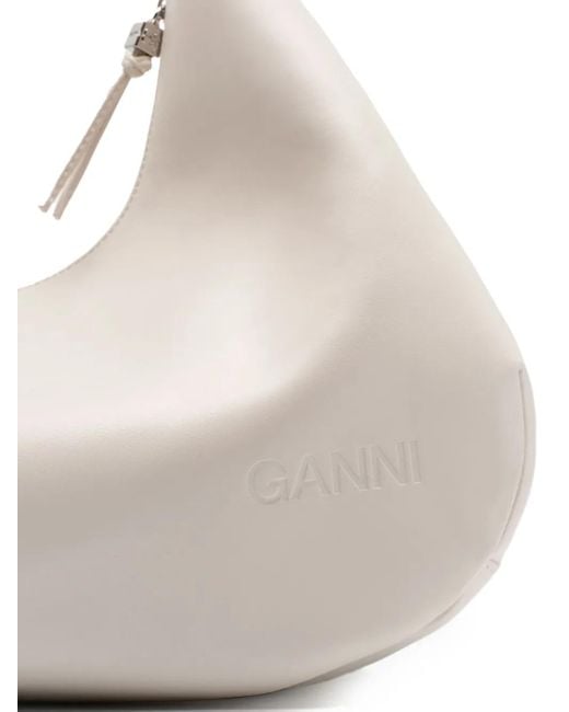 Ganni Medium Logo-Debossed Bag in Natural | Lyst