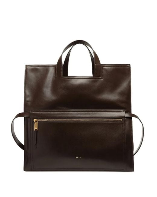 Bally Foldable-Detail Leather Tote Bag in Black | Lyst UK