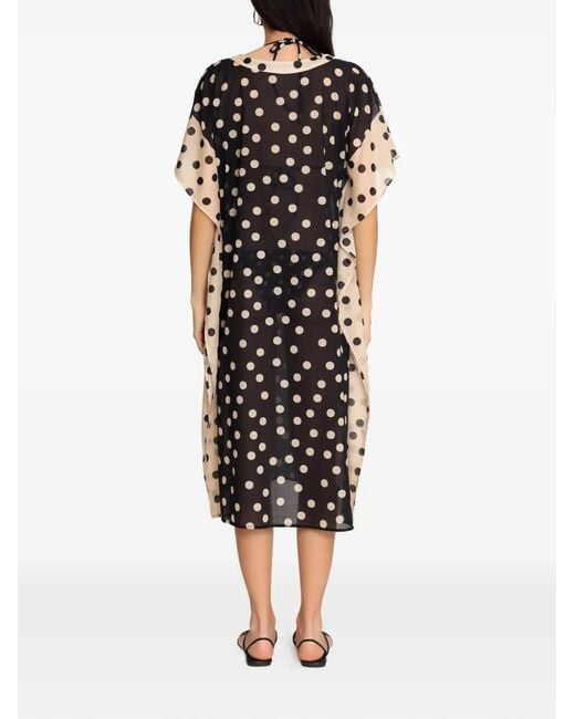 Brigitte Bardot Duda Polka-Dot Midi Beach Dress in Black | Lyst