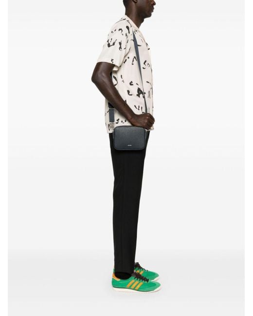 Sandro Small Saffiano Logo-Stamp Messenger Bag in Blue for Men | Lyst