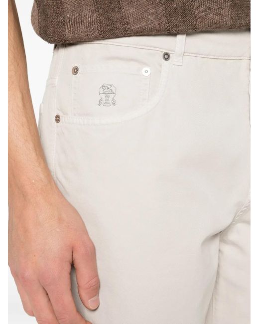 Brunello Cucinelli Logo Trousers in White for Men | Lyst UK