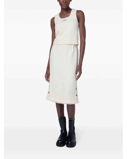 Ports 1961 Logo-Embroidered Tweed Top in White | Lyst