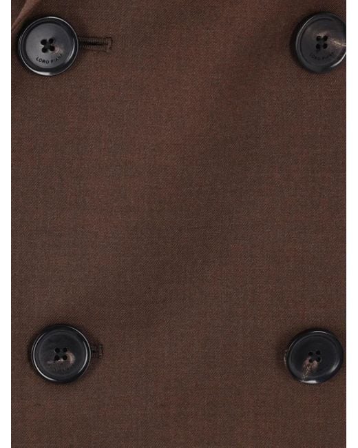 Loro Piana Double-Breasted Wool Blazer in Brown | Lyst