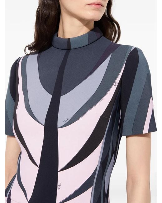 PUCCI Volute-Print Flared Dress in Blue | Lyst UK