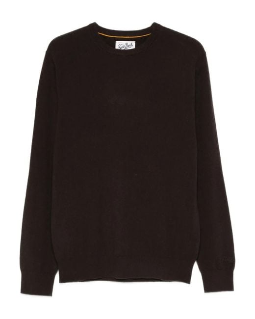 Mc2 Saint Barth Regent Merino Crew Neck Sweat in Black for Men | Lyst UK