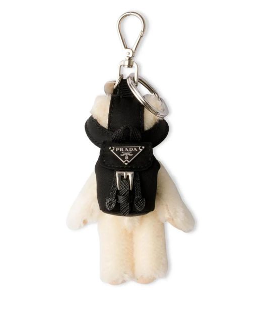 Prada Teddy Bear Keychain Charm in White for Men | Lyst