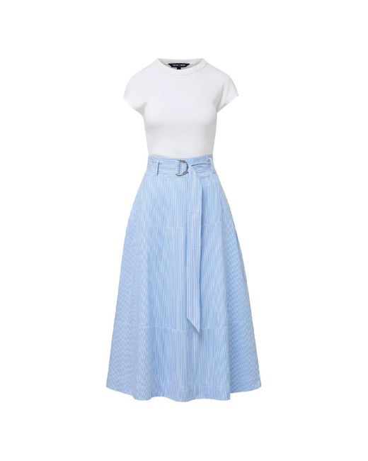 Veronica Beard Belmar Striped Belted Dress in Blue | Lyst UK