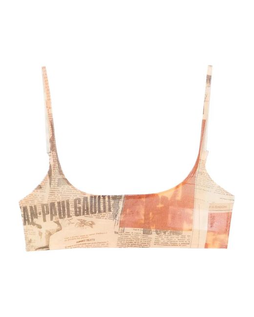 Jean Paul Gaultier Newspaper-Print Top in Natural | Lyst UK
