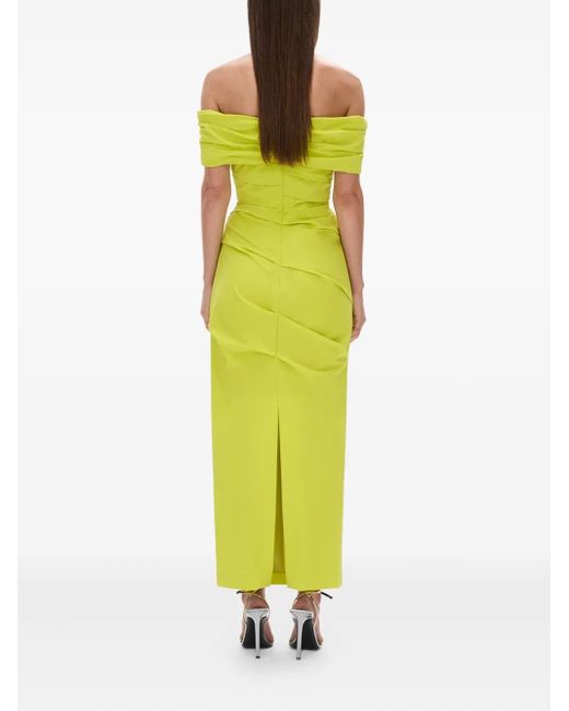 Rachel Gilbert Camille Off-Shoulder Draped Maxi Dress in Yellow | Lyst