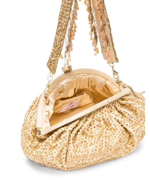 SLO_HAND_MADE Bead-Embellished Clutch Bag in Natural | Lyst UK