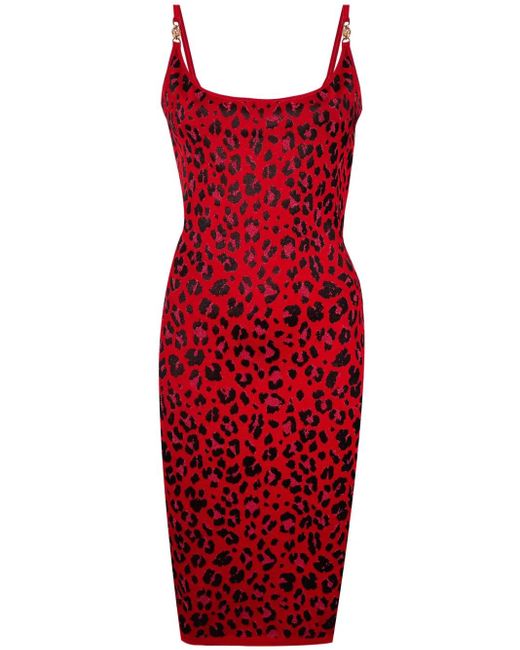 Versace 'Medusa' Animal Dress in Red | Lyst