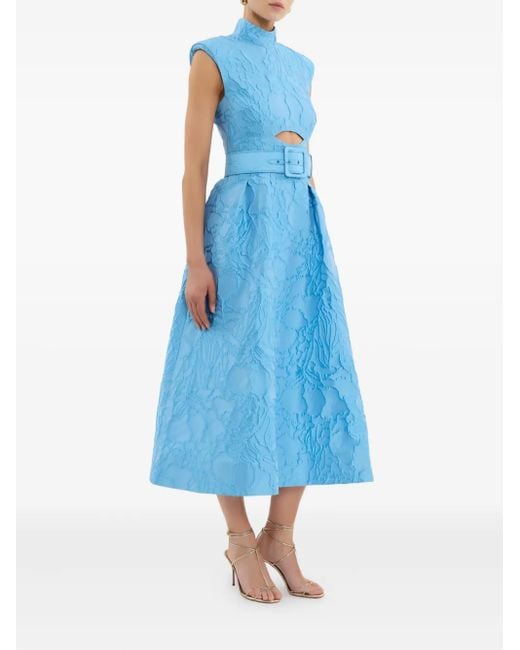 Rebecca Vallance Aegir Cut-Out Belted Midi Dress in Blue | Lyst