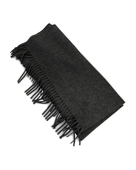 Loro Piana Fringed Embroidered-Logo Scarf in Black for Men | Lyst