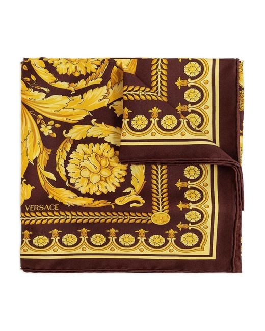 Versace Large Barocco Printed Silk Scarf in Metallic | Lyst UK