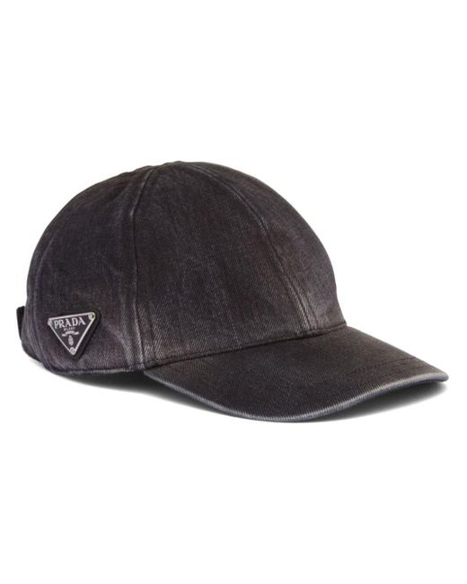 Prada Denim Cap in Black | Lyst
