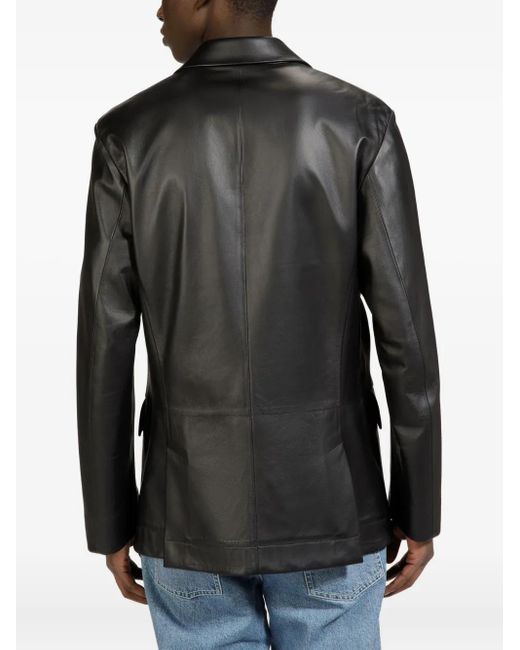 Bally Lambskin Two-Button Leather Jacket in Black for Men | Lyst UK