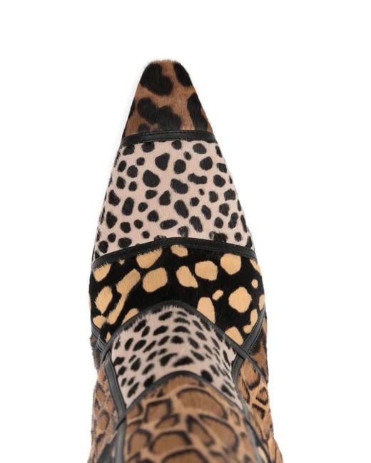 Manolo Blahnik Trulona Patchwork Stiletto Ankle Boots in Brown | Lyst UK