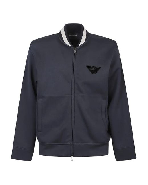 Emporio Armani Eagle-Emblem Zip-Up Bomber in Blue for Men | Lyst UK