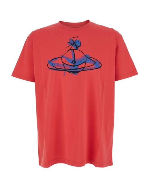 Vivienne Westwood Drawn Orb T-Shirt in Red for Men | Lyst UK