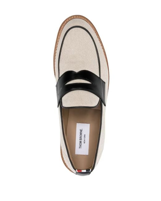 Thom Browne Colour-Block Penny Loafers in Natural for Men | Lyst UK