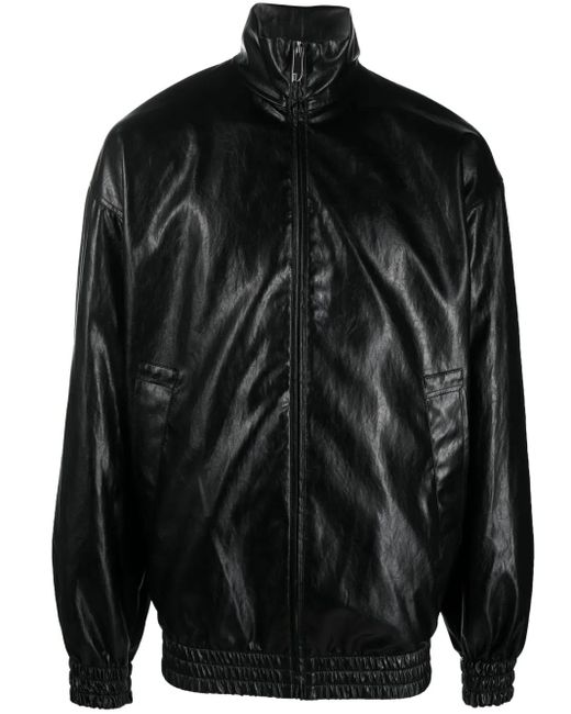 Gcds High-Shine Faux-Leather Jacket in Black | Lyst