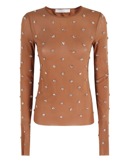 Tela Embellished Top in Brown | Lyst