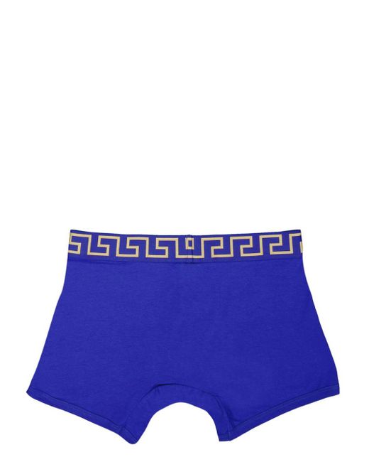 Versace Greca Border Long Boxers in Blue for Men | Lyst