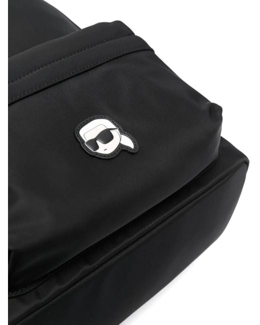 Karl Lagerfeld Logo-Patch Faux-Leather Backpack in Black | Lyst UK