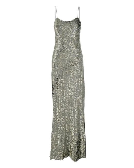 Forte Forte Metallic-finish Maxi Dress in Green | Lyst UK