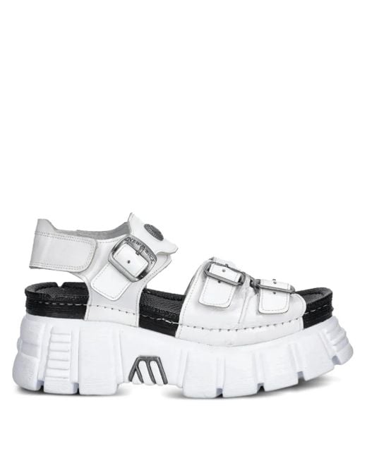 New Rock Buckle-detail Platform Sandals in White | Lyst UK