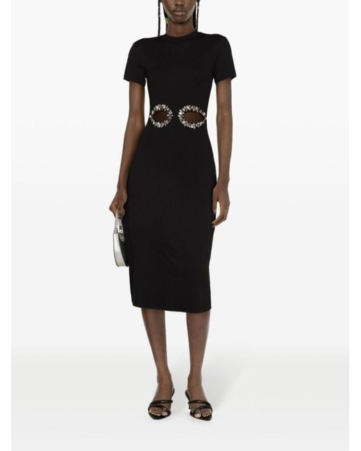 Sandro Crystal-Embellished Cut-Out Midi Dress in Black | Lyst