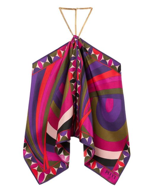 PUCCI Iride Print Chain Top in Red | Lyst UK